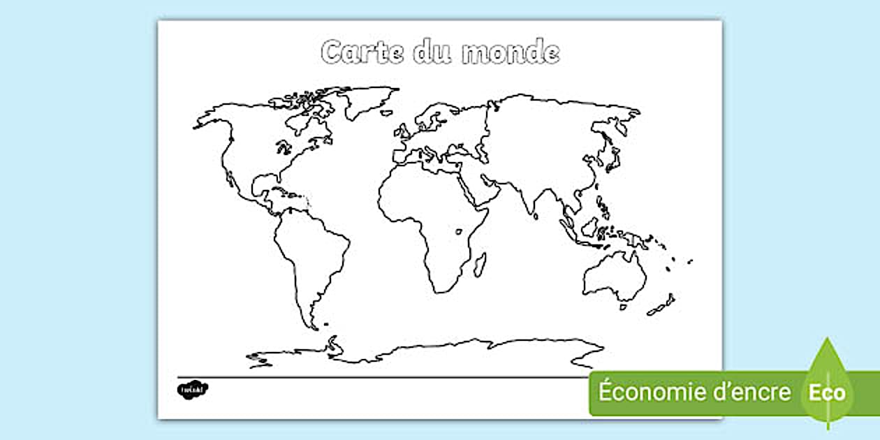 Fiche d'activités : Carte du monde à compléter - Twinkl