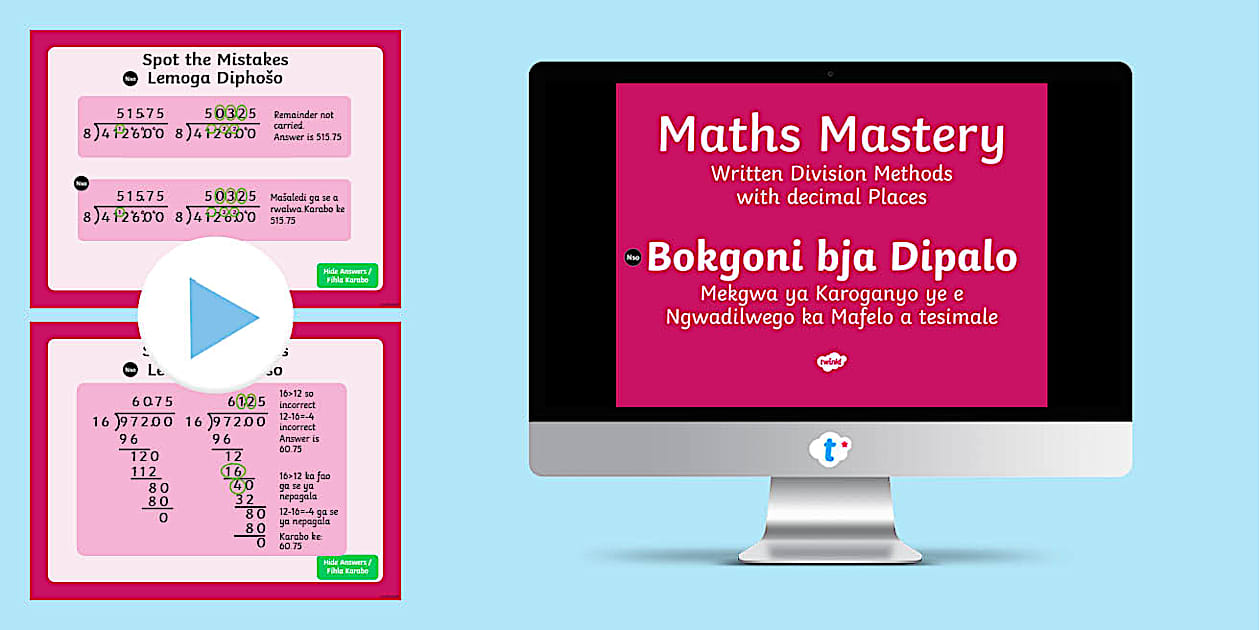 Year 6 Fractions Written Division Methods Mastery - Sepedi