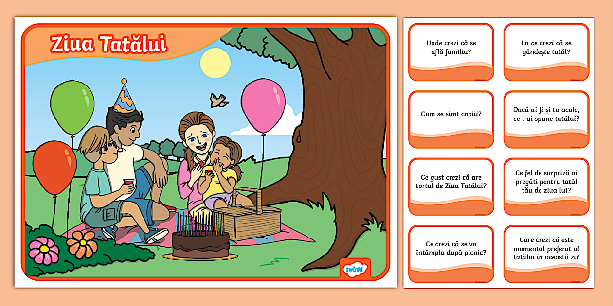 Ziua Tatălui – Planșă cu set de întrebări - Twinkl