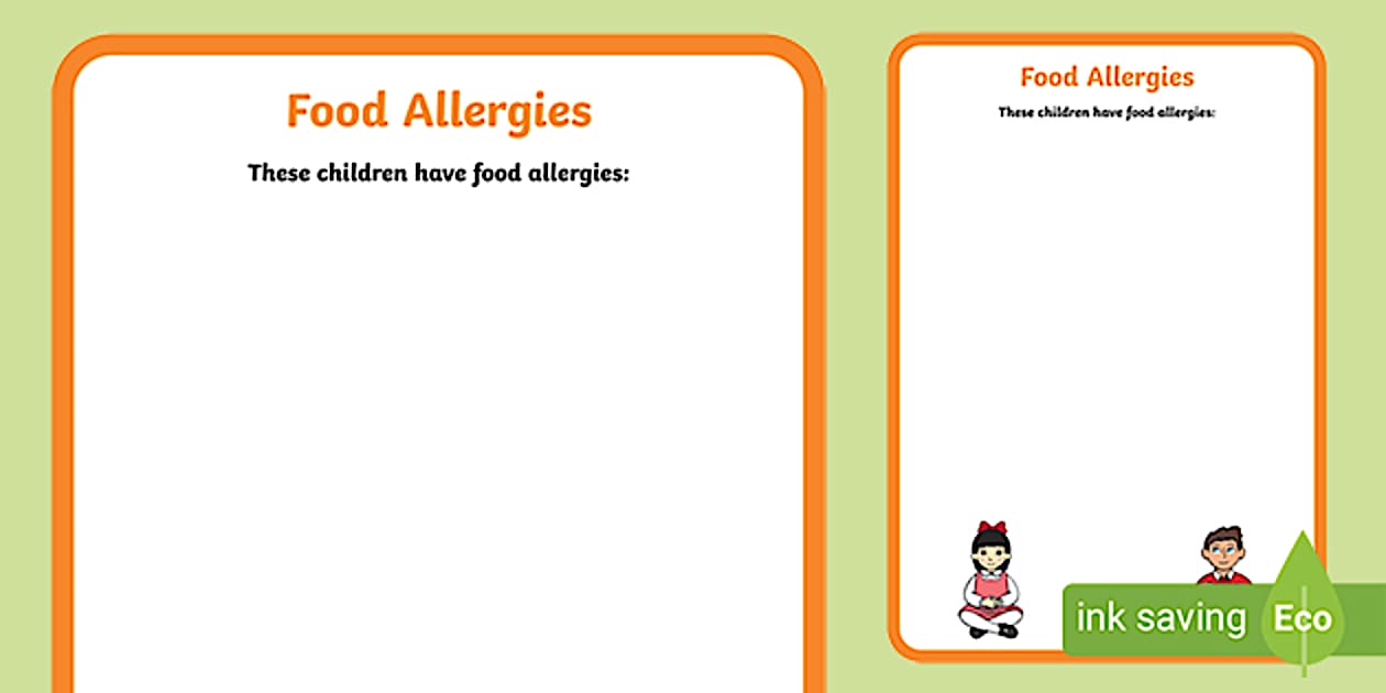 Pupil Food Allergies Information Poster