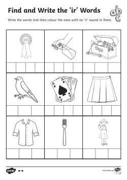 Words With 'ir' In Them Phonics Activity Sheets - KS1