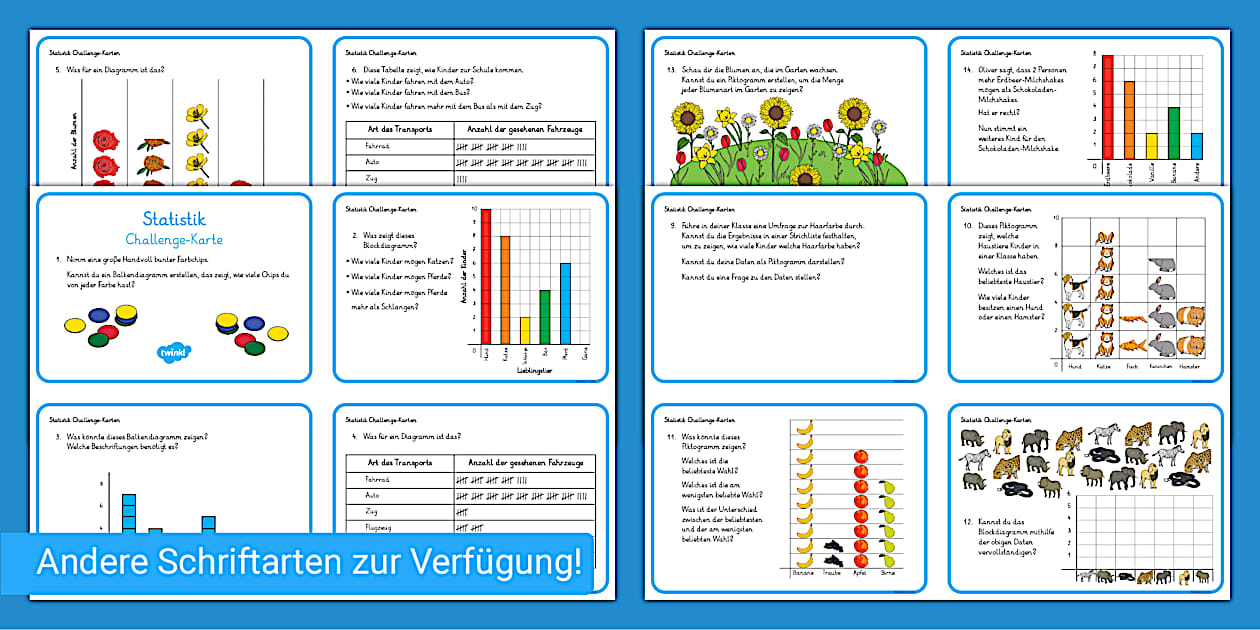 Statistik Challenge-Karten (teacher made) - Twinkl