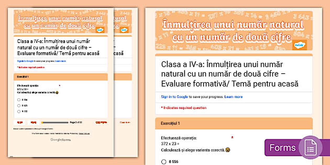 Clasa a IV-a: Înmulțirea unui număr cu alt număr de 2 cifre