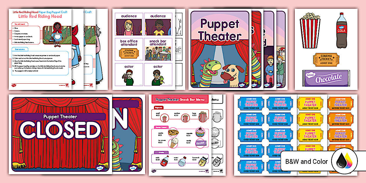 Puppet Theater Dramatic Play Pack (teacher made) - Twinkl