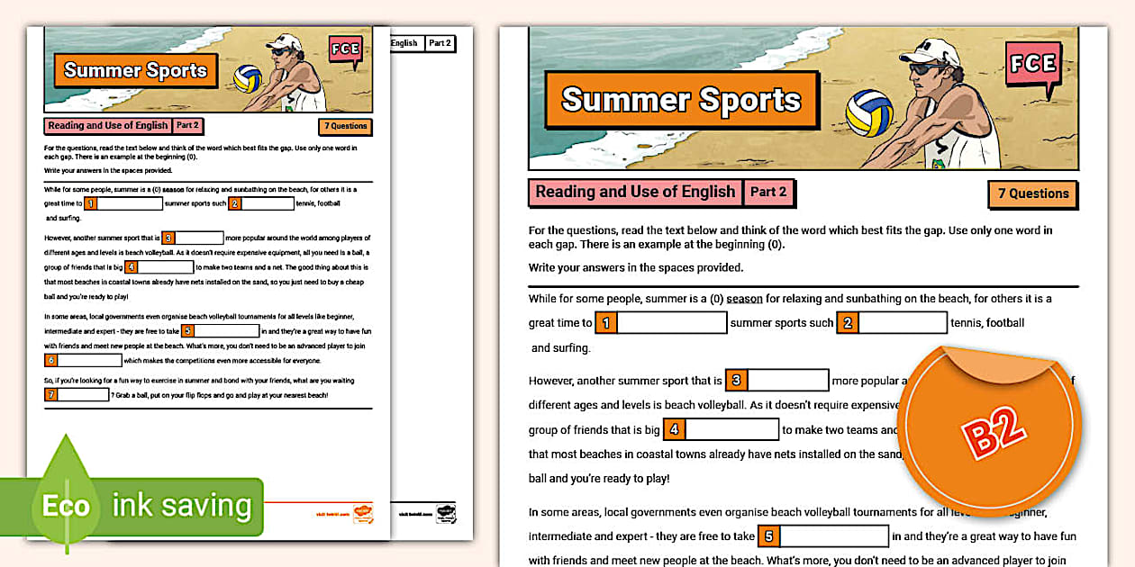 ESL B2 FCE Reading and Use of English Part 2 (Sports)