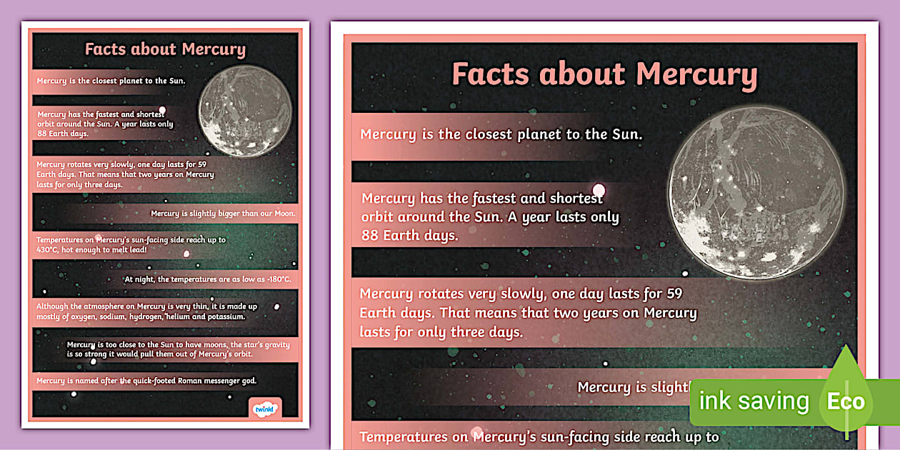 Facts about Mercury Poster For Kids (teacher made) - Twinkl