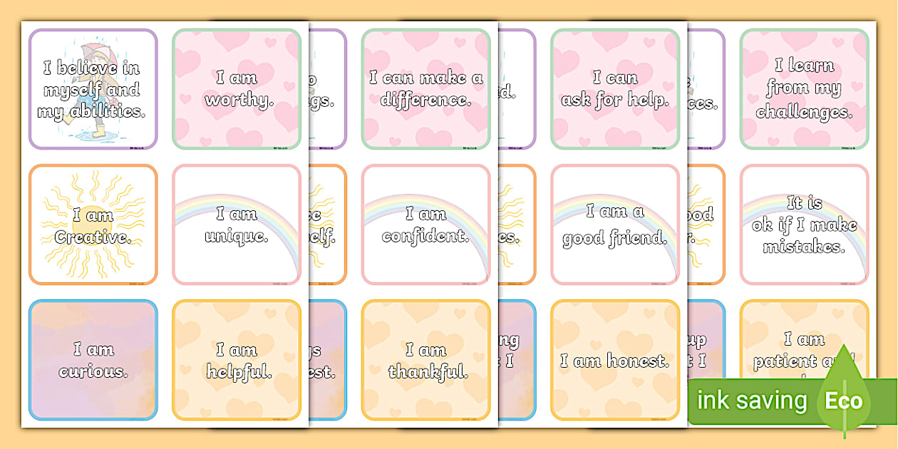 Editable Daily Positive Affirmation Flashcards - Twinkl