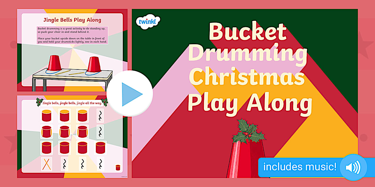 👉 Bucket Christmas Drumming Play Along - Twinkl