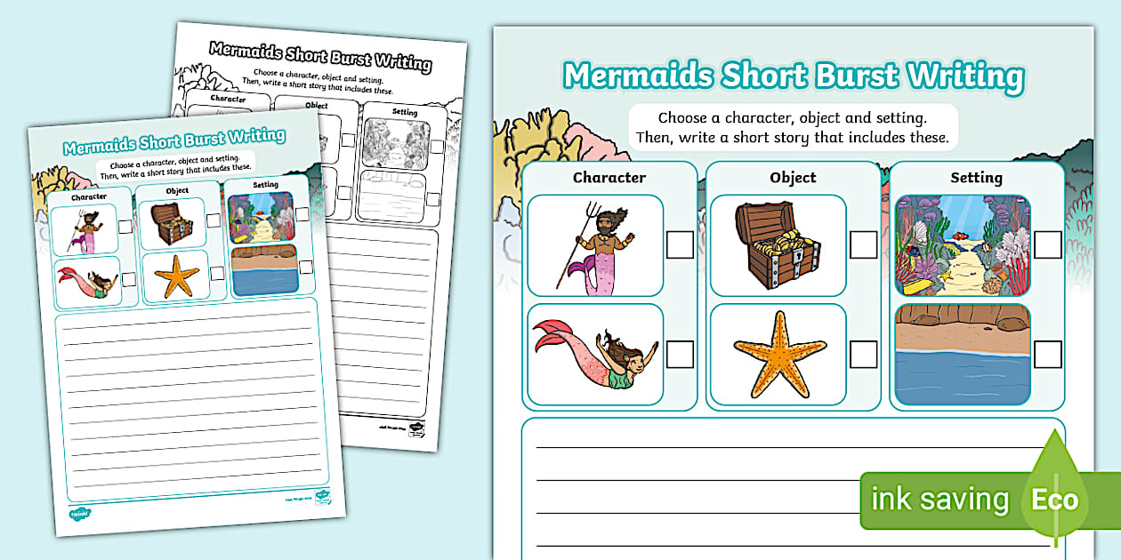 Mermaids Short Burst Writing Template