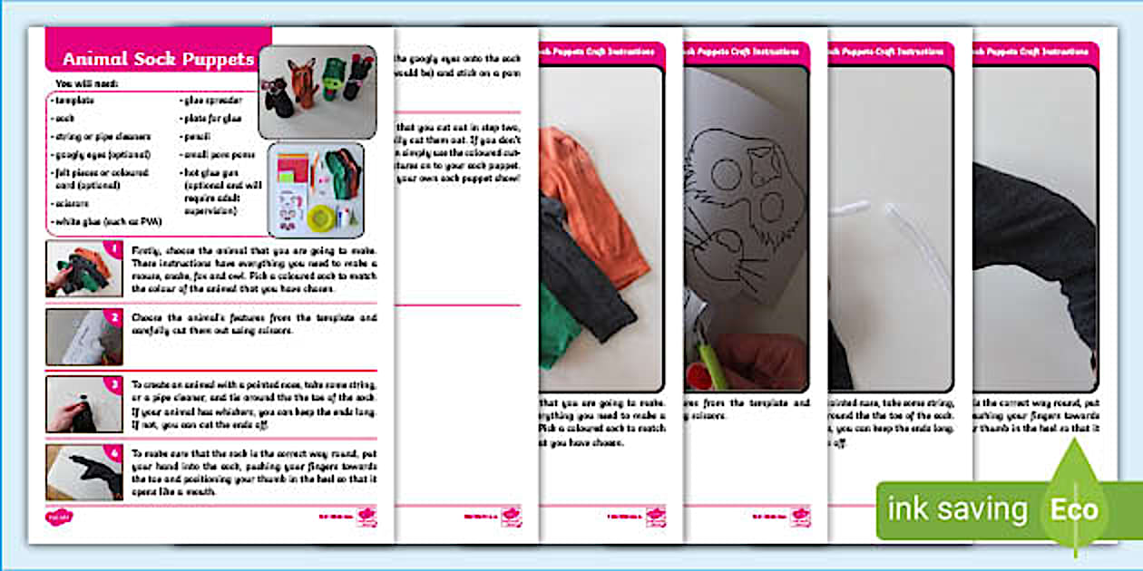 How to Make a Sock Puppet Animal Craft Instructions - Twinkl