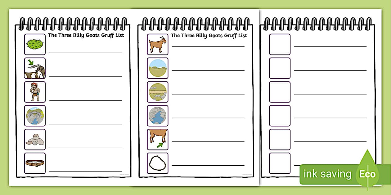 The Three Billy Goats Gruff Simple Writing Frame - Twinkl