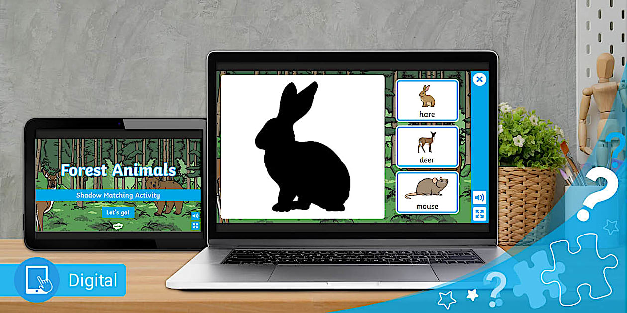 Forest Animals Interactive Shadow Matching Game - Twinkl