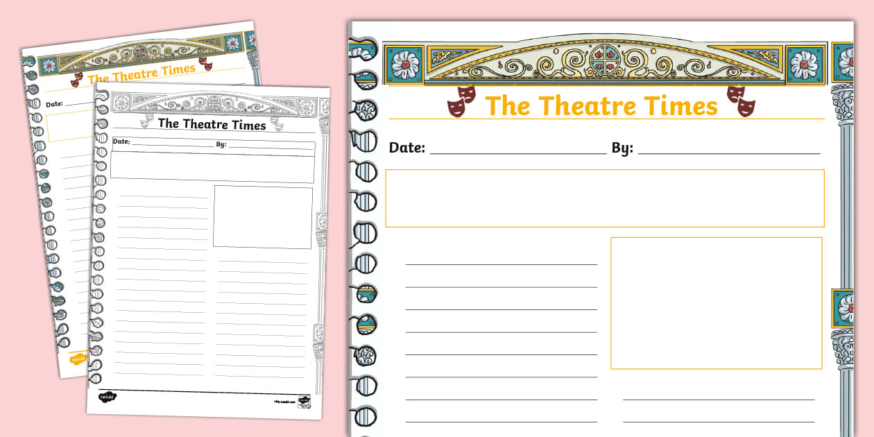 Theatre Newspaper Writing Template (l'enseignant a fait)