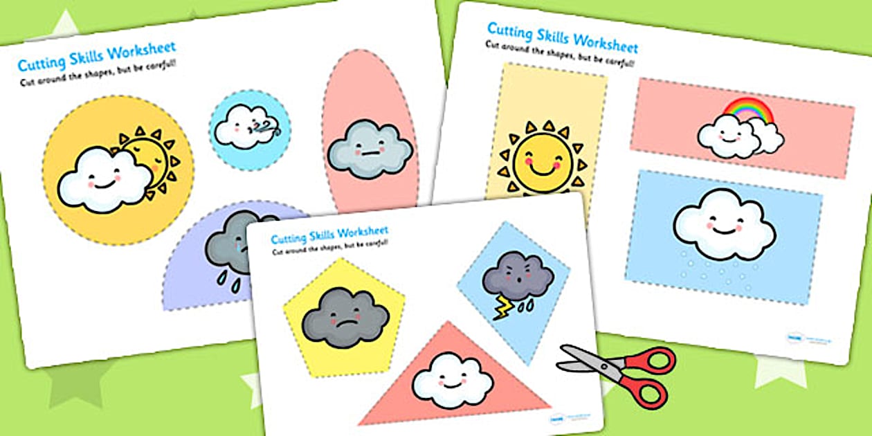 Weather Themed Cutting Skills Worksheet (teacher made)