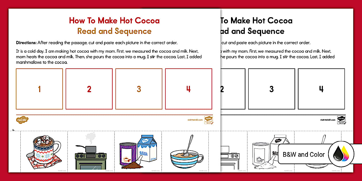 How to Make Hot Cocoa Read and Sequence Activity - Twinkl