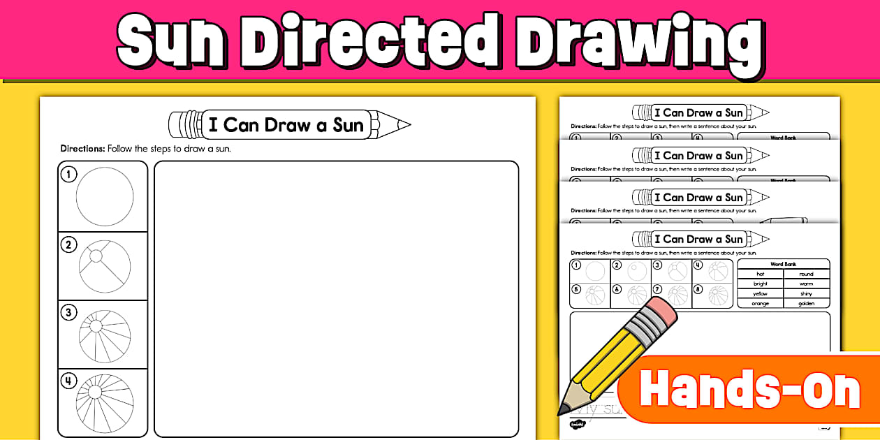 Sun Directed Drawing | Printable Draw and Write Worksheets