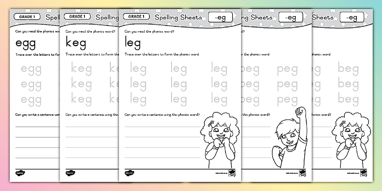 Grade 1 -eg Spelling Sheets (creat de profesori) - Twinkl