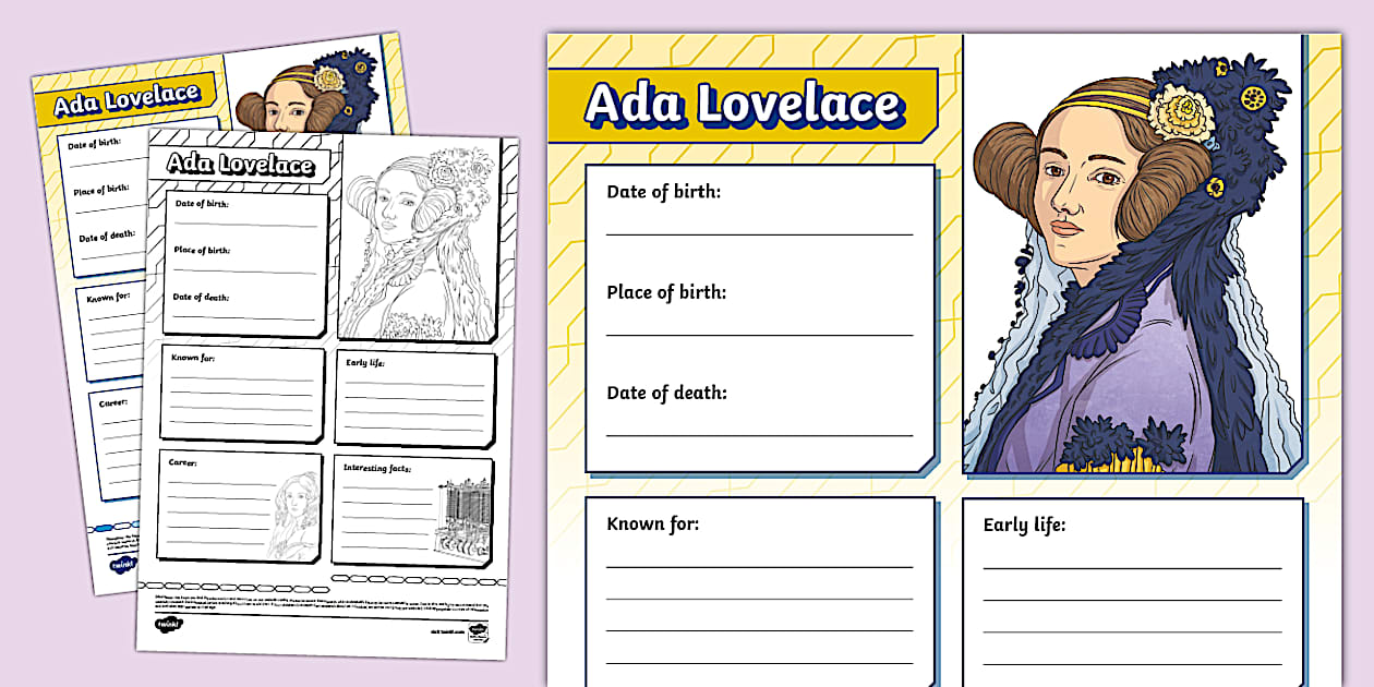 Ada Lovelace Fact File Template (Teacher-Made) - Twinkl