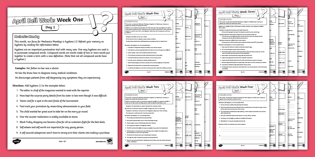 Sixth Grade ELA April Bell Work Bundle (teacher made)