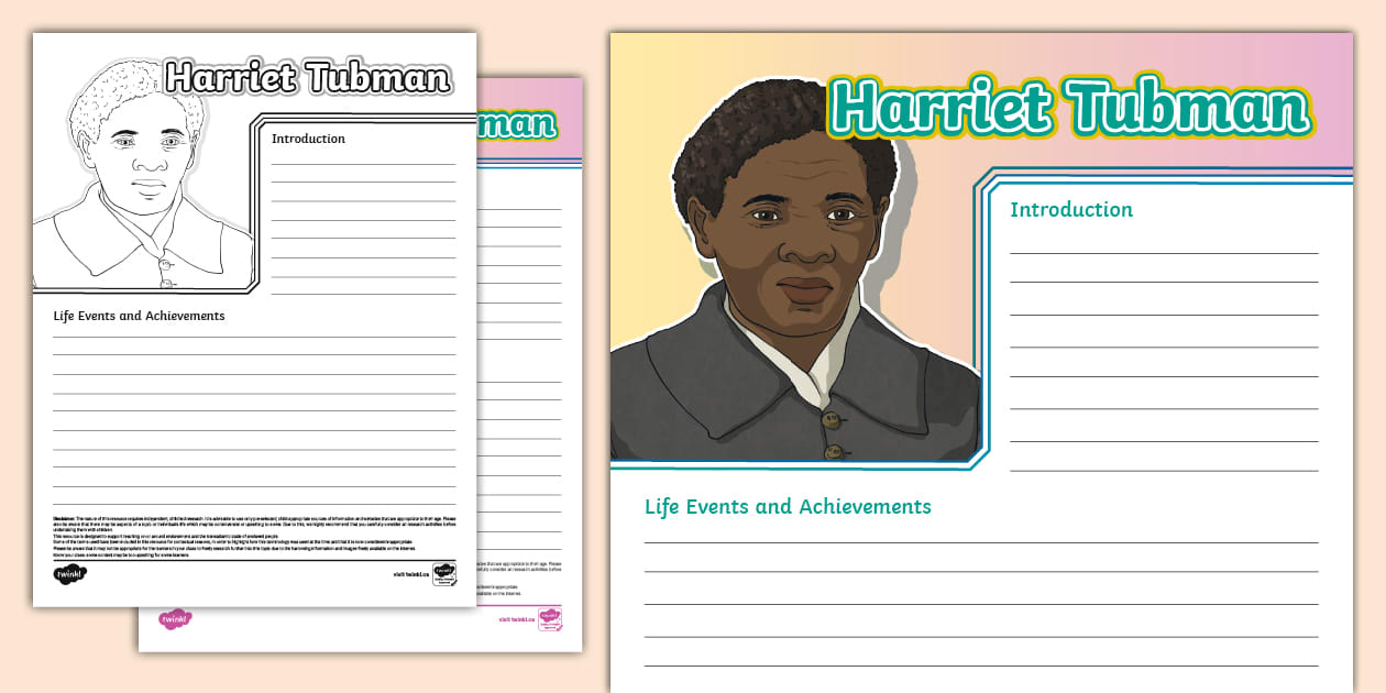Harriet Tubman Biography Template (Teacher-Made) - Twinkl