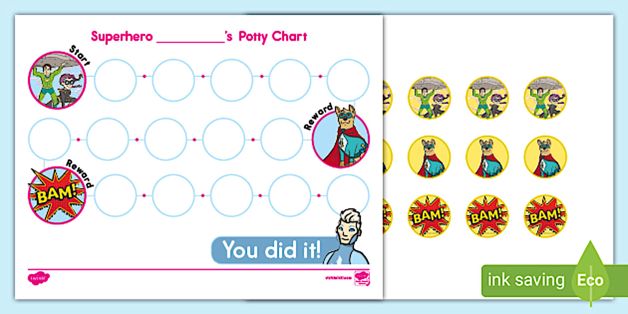 Superhero Potty Training Reward Chart (teacher made)