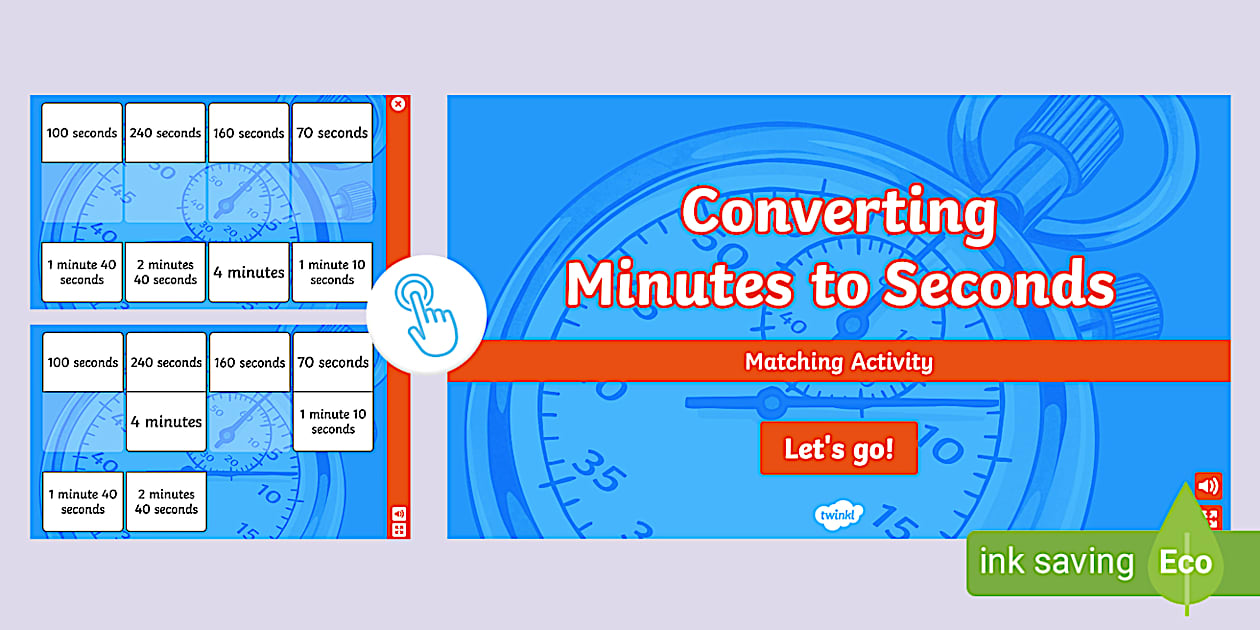 👉 Minutes to Seconds Interactive Matching Game - Twinkl