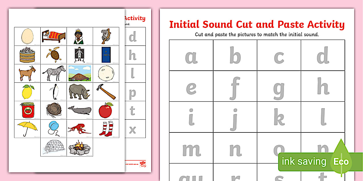 Initial Sound Match Cut and Paste Worksheet - Twinkl