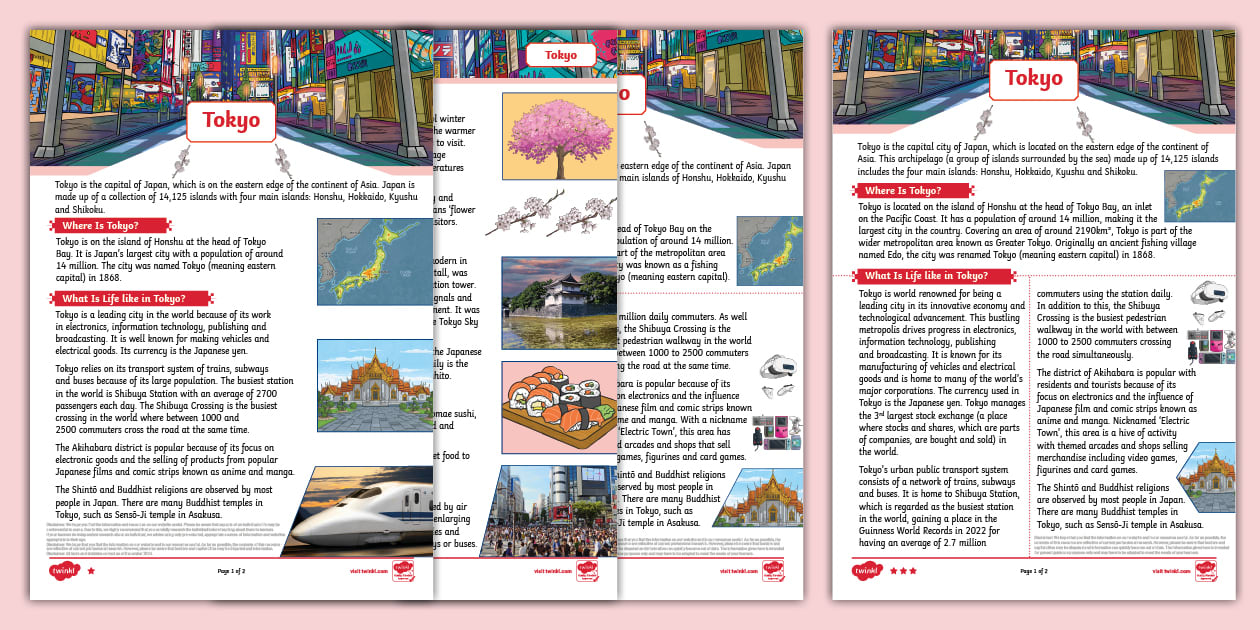UKS2 Tokyo Differentiated Reading Comprehension - Twinkl