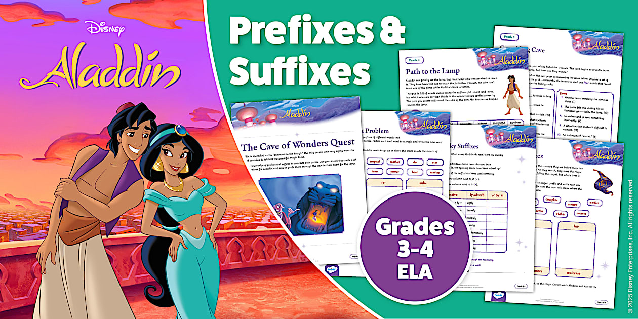 Aladdin: Cave of Wonders Prefixes and Suffixes Word Quest