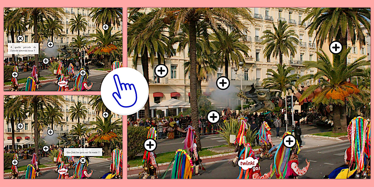 Carnival Questions Picture Hotspots-French - Twinkl