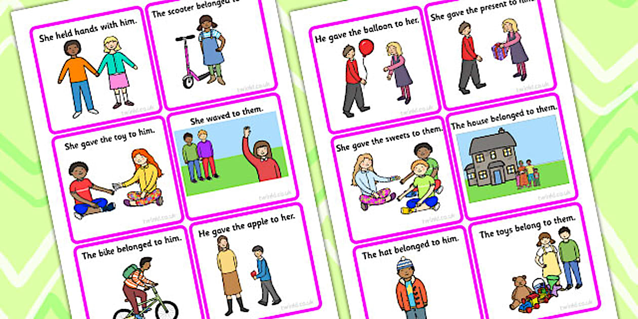 Him Her Them Picture Description Cards