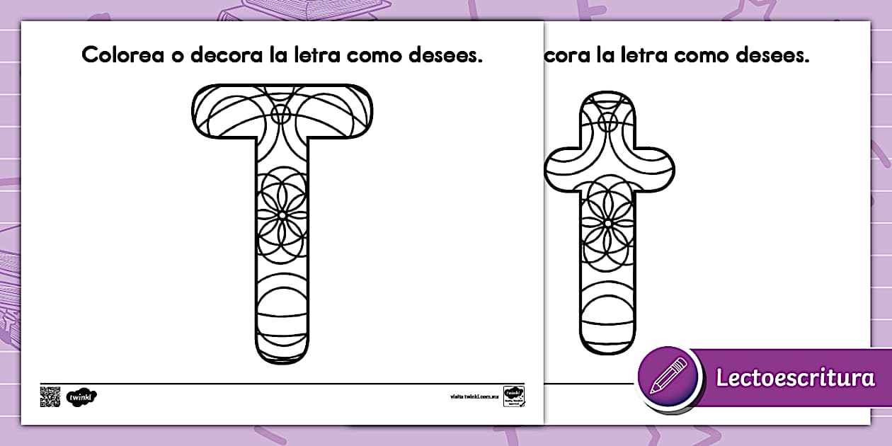 Hoja para colorear: La letra T (teacher made) - Twinkl