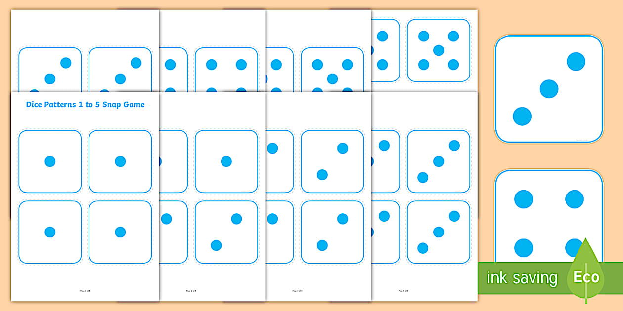 Dice Patterns 1 to 5 Snap Game (teacher made) - Twinkl