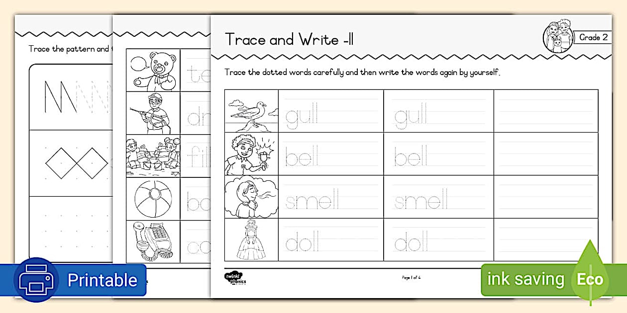 Grade 2 Phonics Trace and Write -ll (teacher made) - Twinkl