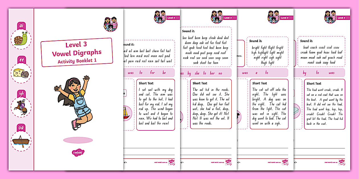 Level 3 Vowel Digraphs Activity Booklet 1 (teacher made)