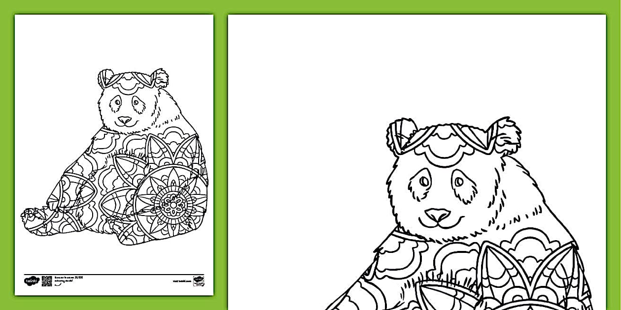 Panda Mandala Colouring Page (teacher made) - Twinkl