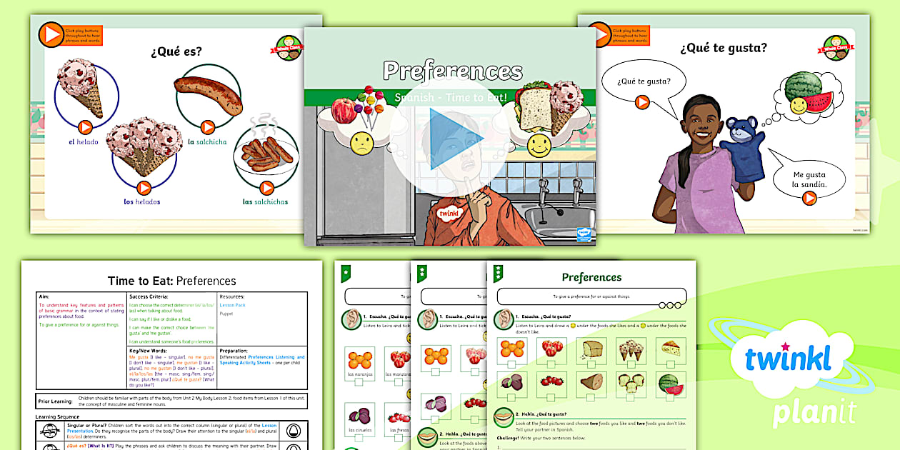 PlanIt Year 3 Spanish: Time to Eat - Preferences - Twinkl