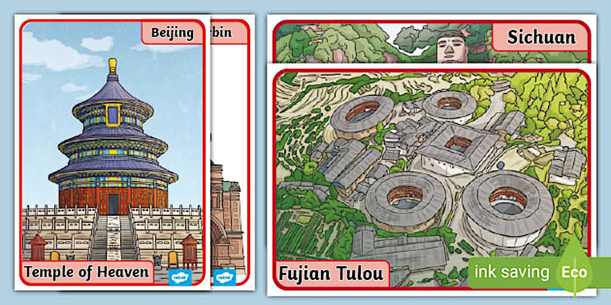 China Landmarks Display Poster (teacher made) - Twinkl