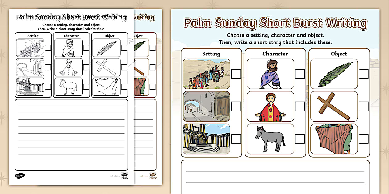 Palm Sunday Short Burst Writing Template - Twinkl