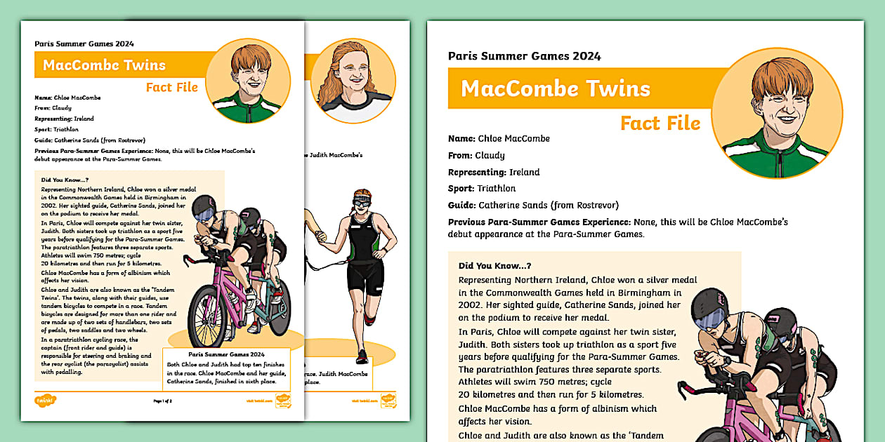 MacCombe Twins Paris Summer Para-Games 2024 KS2 Fact Files