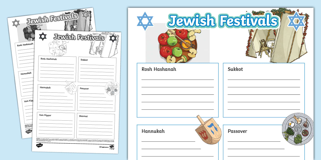 Jewish Festivals Fact File Template (teacher made) - Twinkl