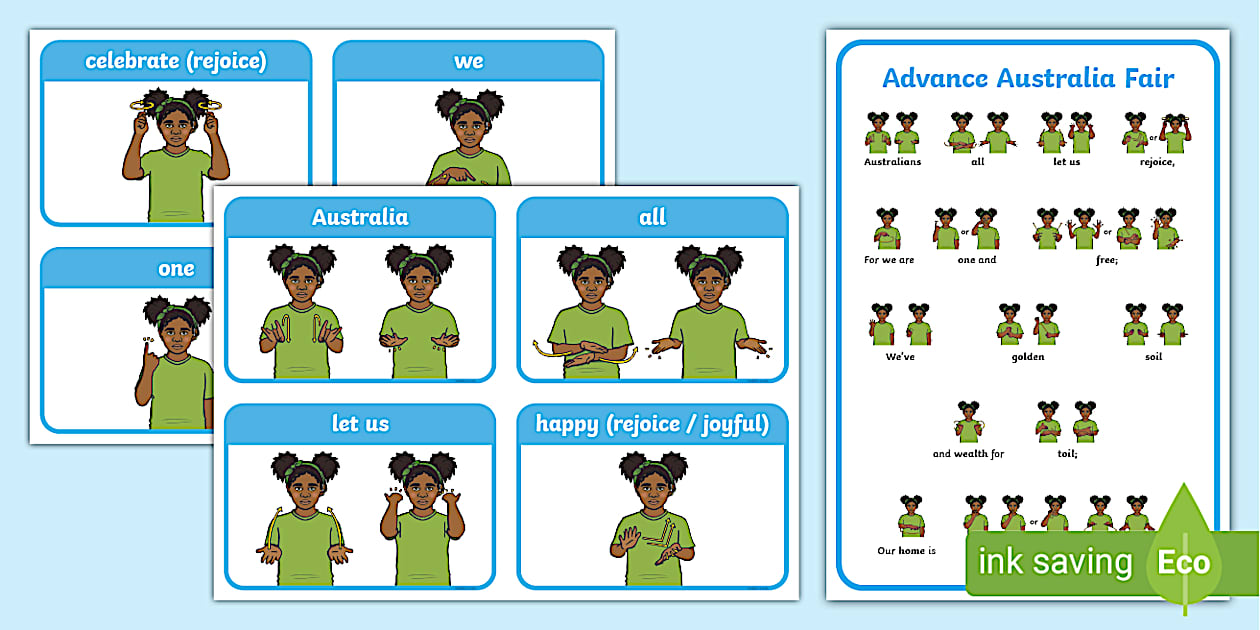 Advance Australia Fair with Auslan (teacher made) - Twinkl