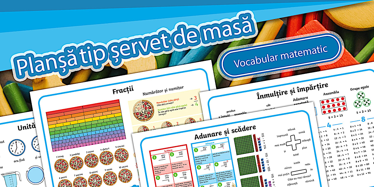 Vocabular matematic – Planșă tip șervet de masă