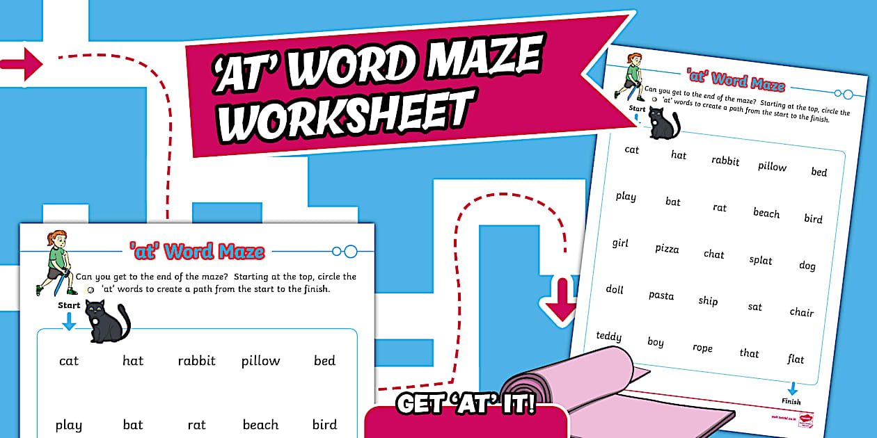 ‘at’ Word Maze Worksheet