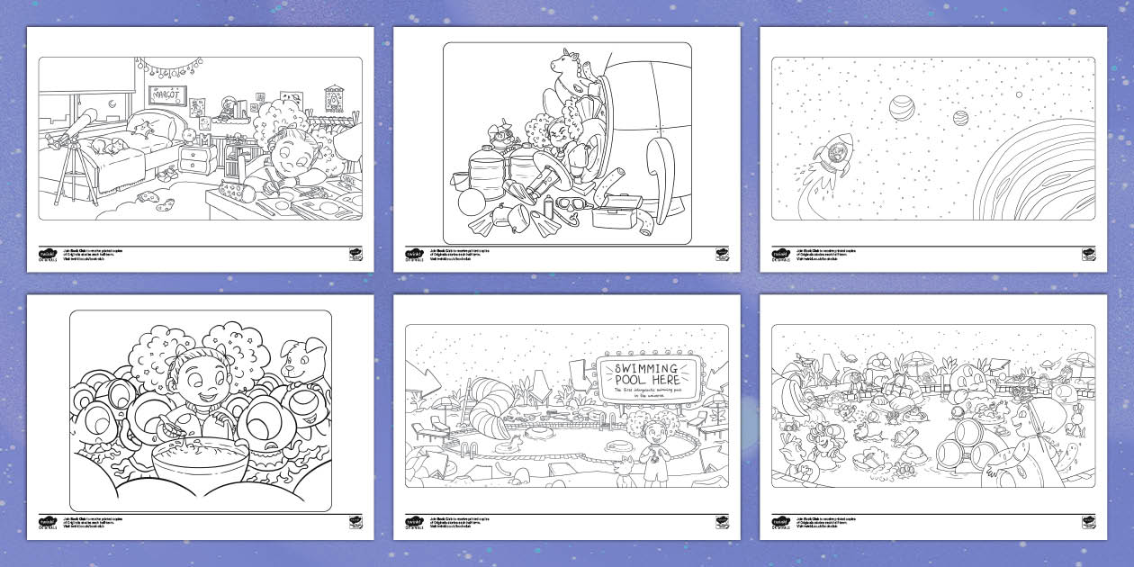 The First Splash in Space Colouring Pages (teacher made)