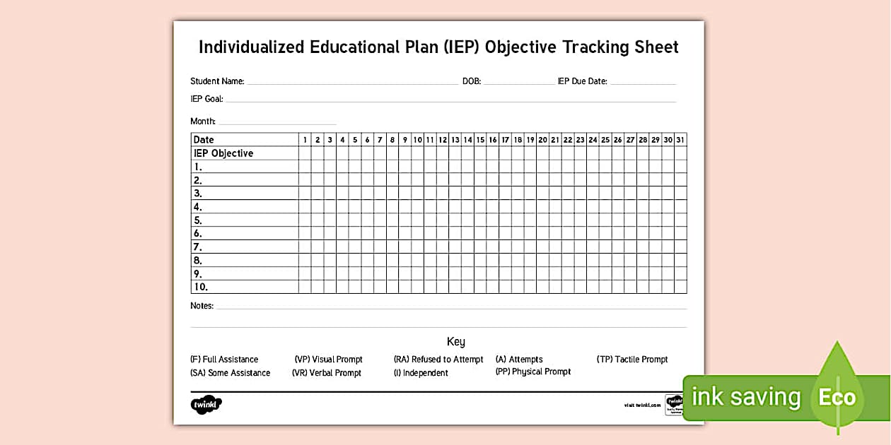 Printable IEP Template for Goal Tracking | Twinkl USA