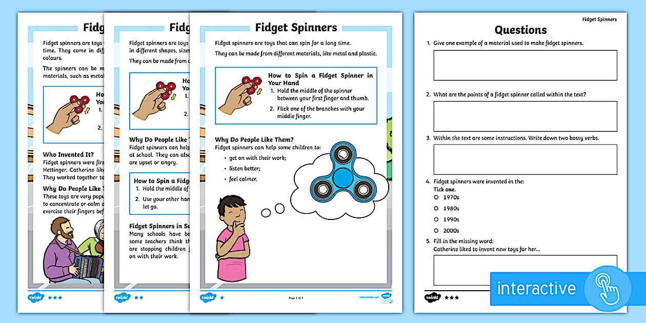 KS1 Fidget Spinners Differentiated Worksheets - Twinkl