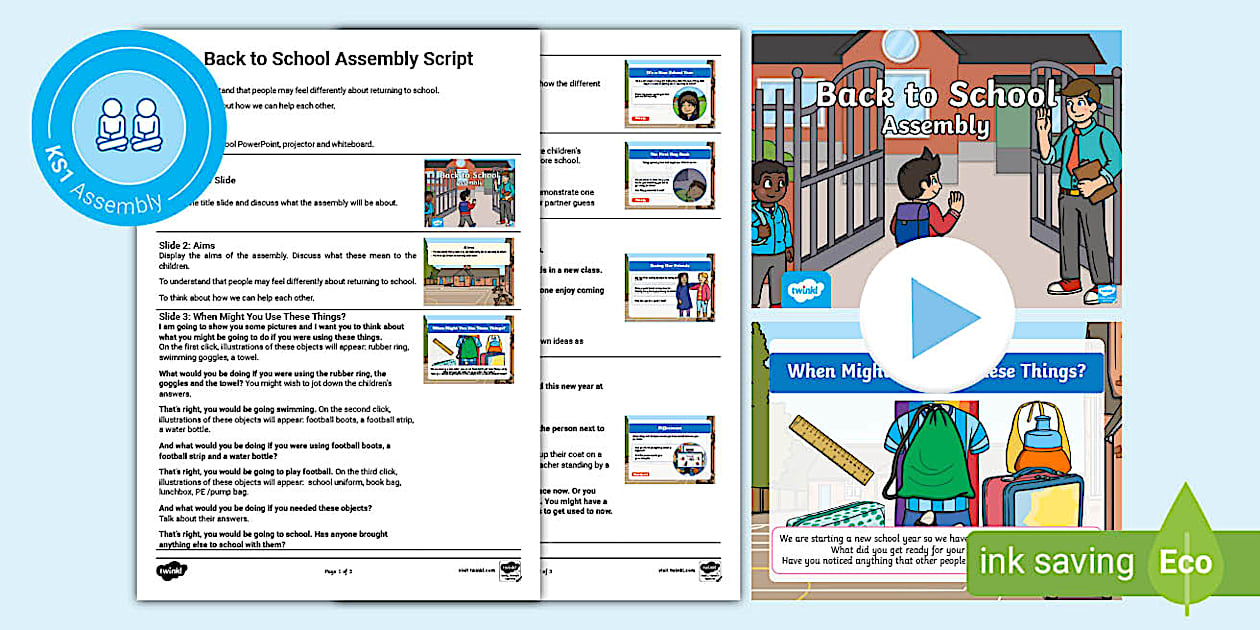 KS1 Back to School Assembly Pack (teacher made) - Twinkl