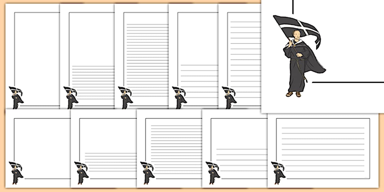 Black and White St. Piran's Day Page Borders (teacher made)