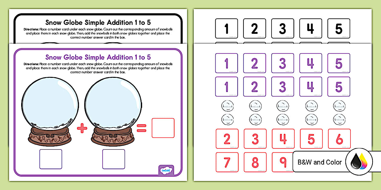 Snow Globe Addition Activity for Kids | Twinkl USA - Twinkl
